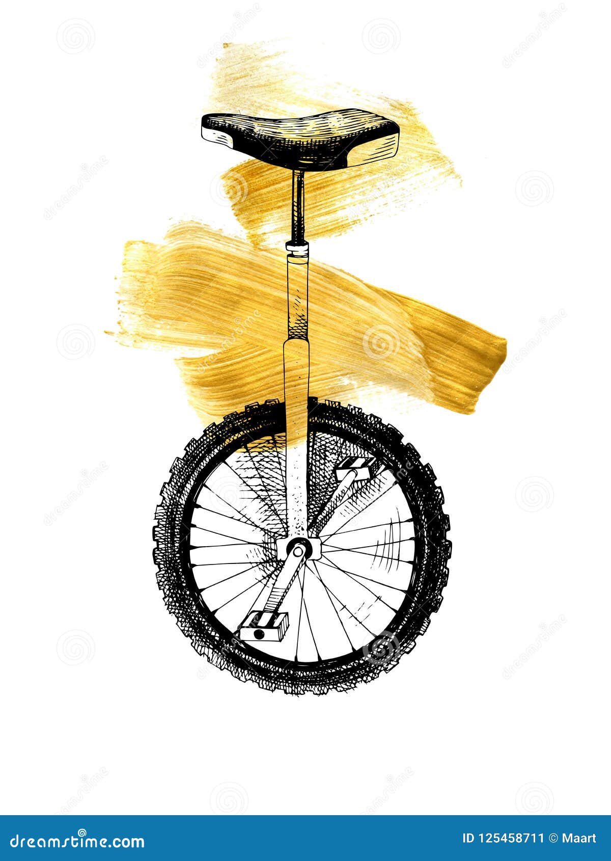 Hand Gezeichnetes Monocycle Vektor Abbildung - Illustration von komisch ...