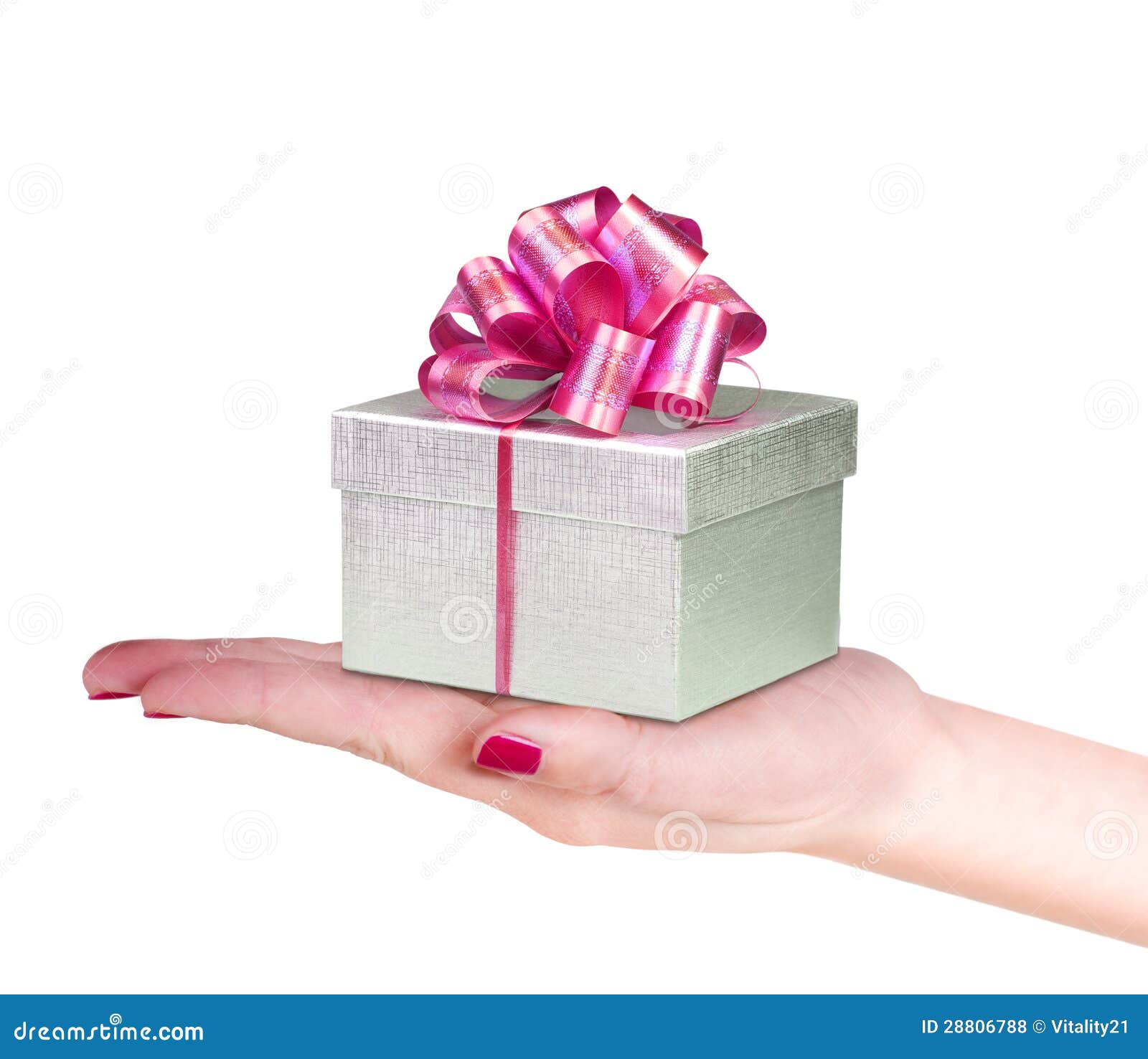 Hand with gift box stock photo. Image of isolated, celebration - 28806788