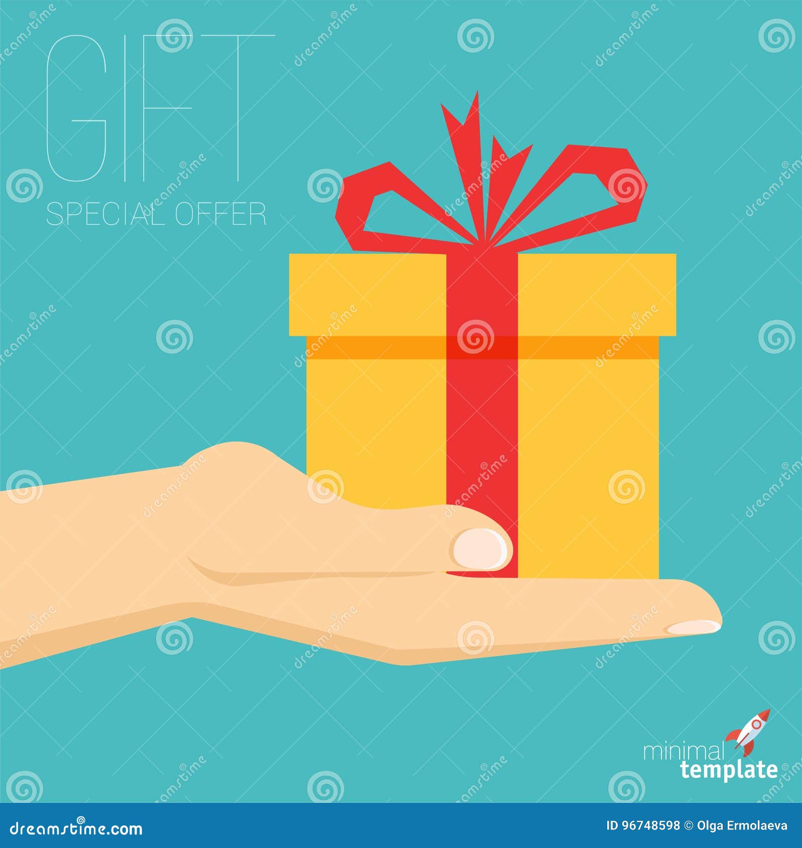 Hand with gift box icon stock vector. Illustration of hand - 96748598