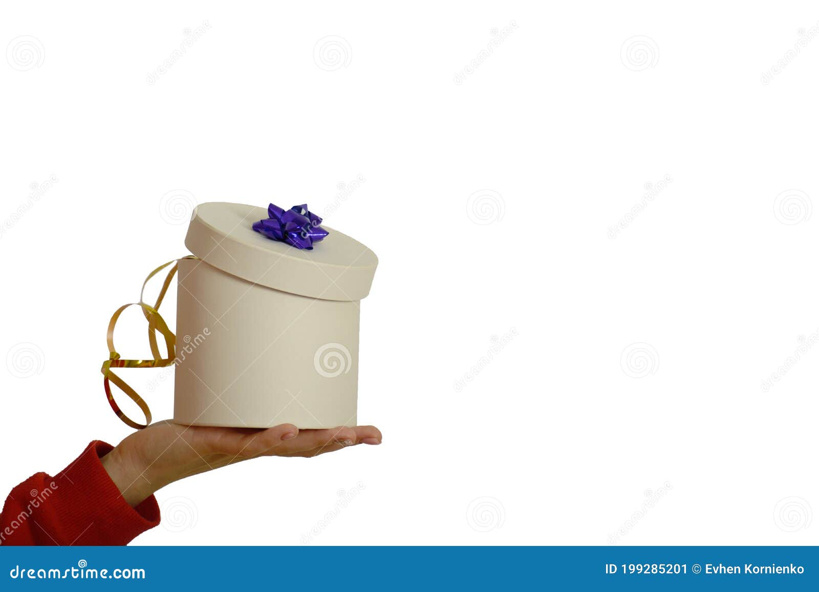 Hand with Gift Box Isolated on White Background Stock Image - Image of ...