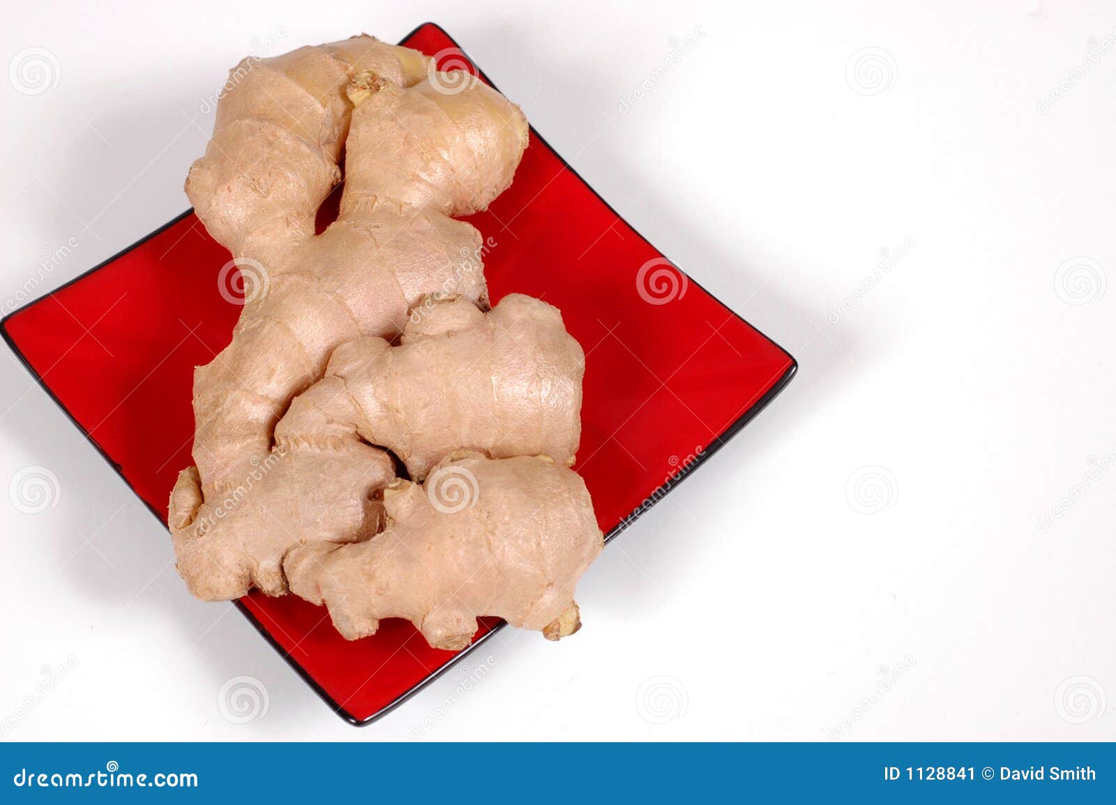 Hand of Ginger on Red Plate Stock Image - Image of healthy, fresh: 1128841