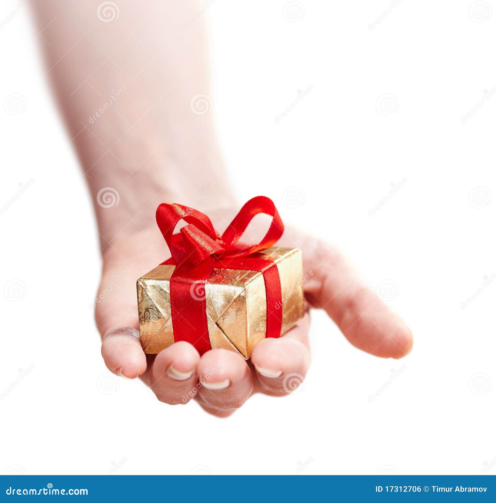 Hand of a Girl with a Gift Isolated on White Stock Photo - Image of ...