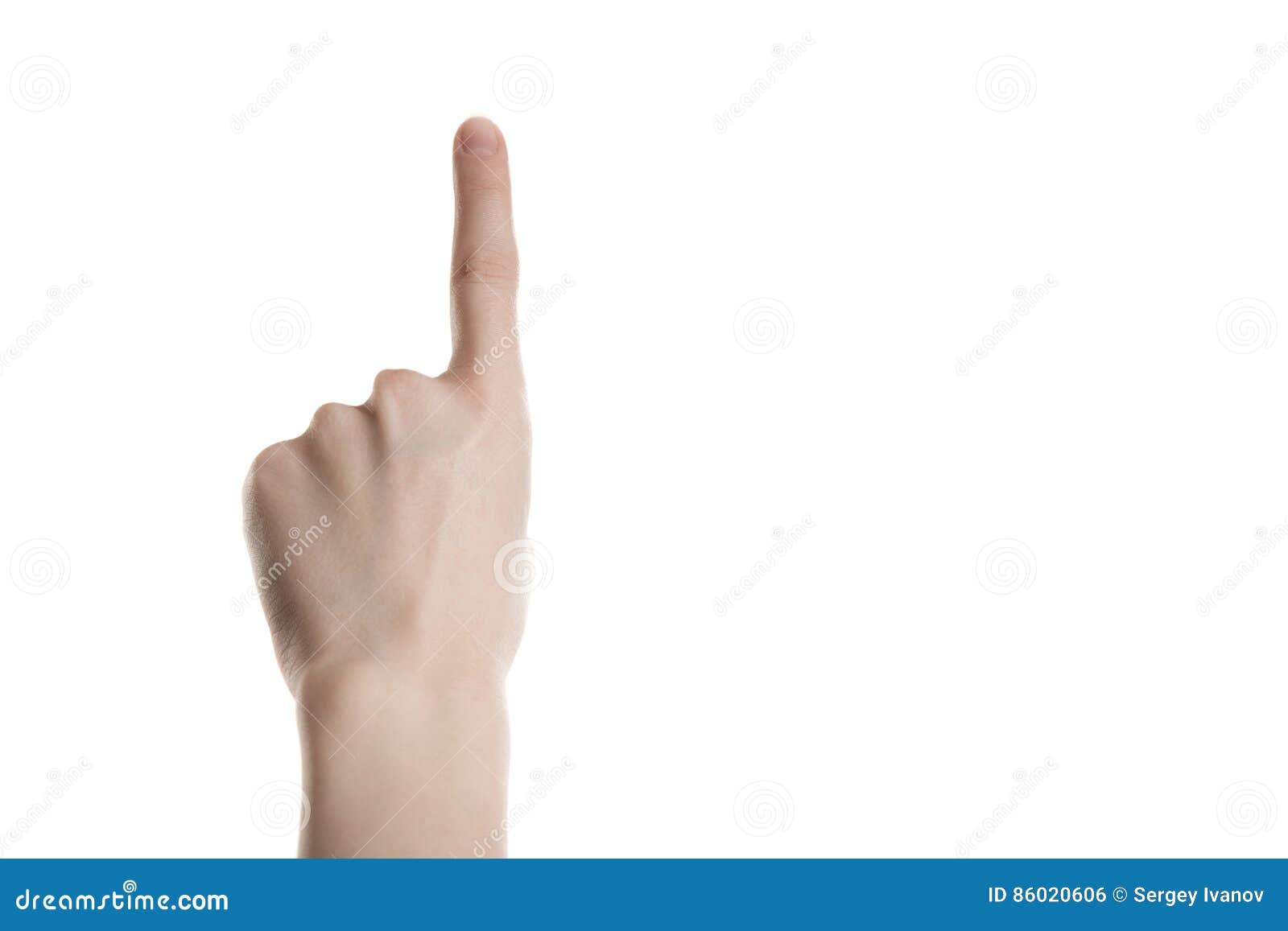 Hand Girl Shows the Forefinger Up Stock Photo - Image of open, hand ...