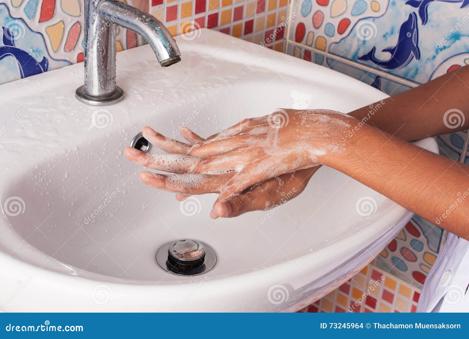 Man Washing Hand With Alcohol 70% Sanitizer For Protect Corona Virus Or ...