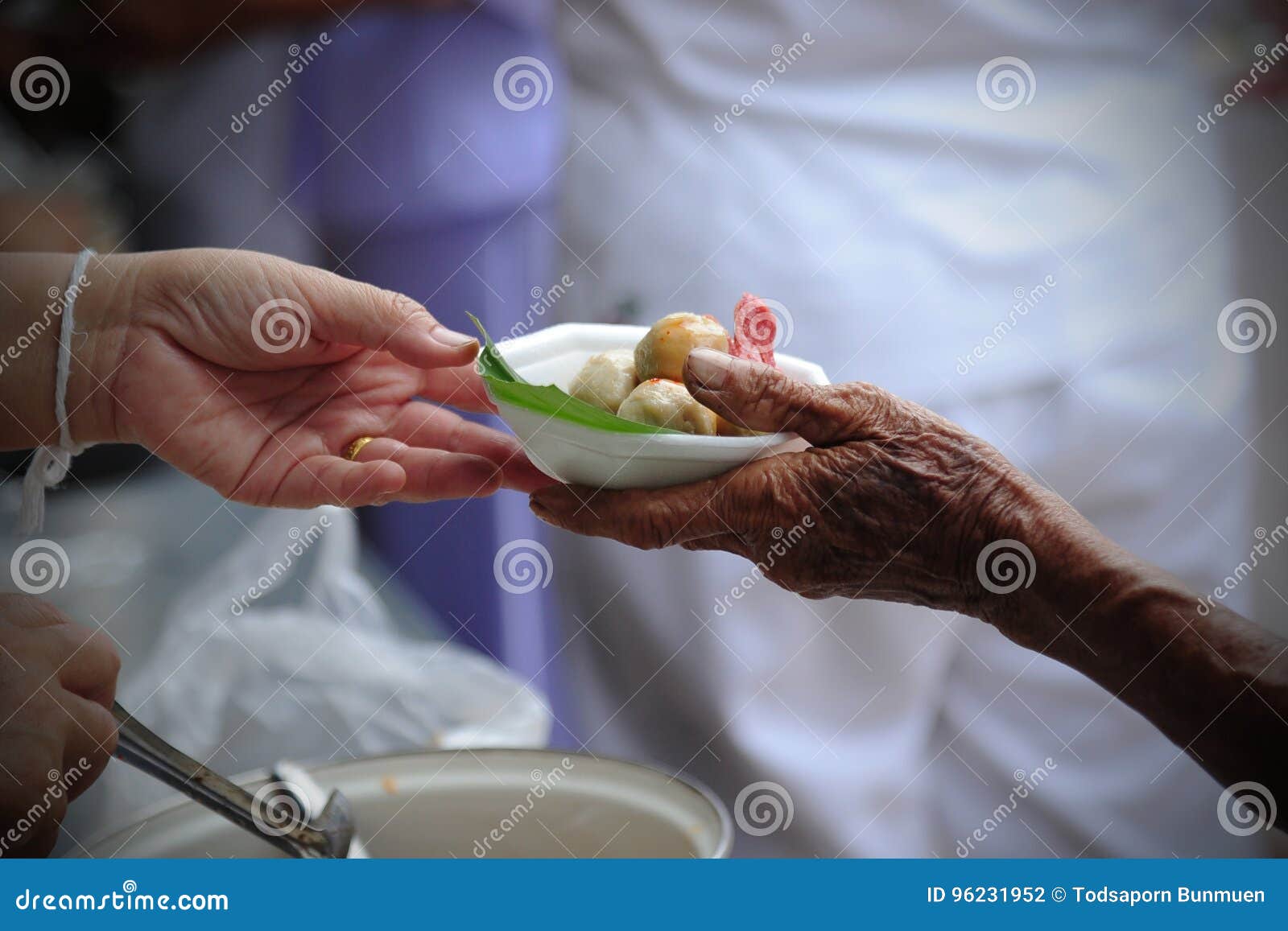Hand Give Food To Hands of a Beggar Stock Photo - Image of hand ...