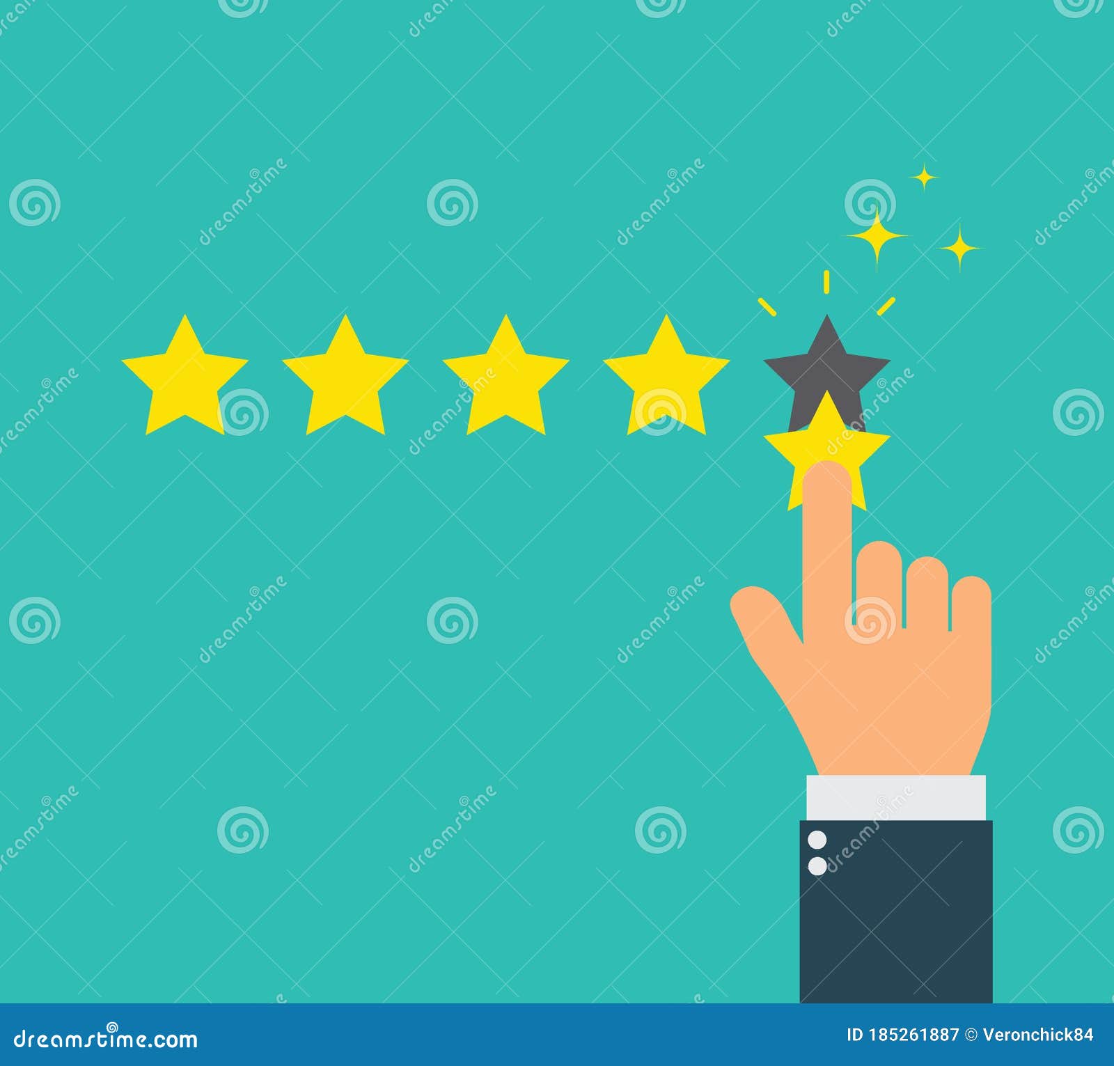 Hand Give Star Rating Flat Vector. Feedback Stock Vector - Illustration ...