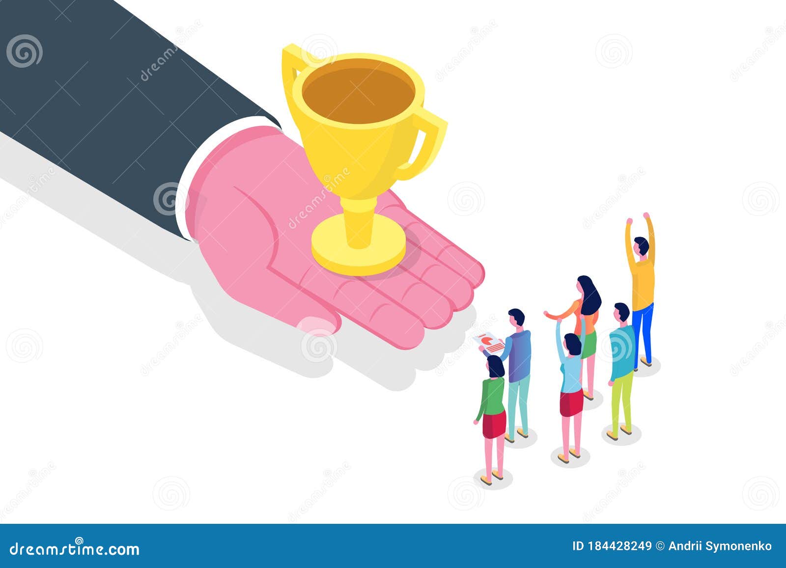 Hand Give Trophy Cup. Success, Victory Team Concept Isometric Stock ...