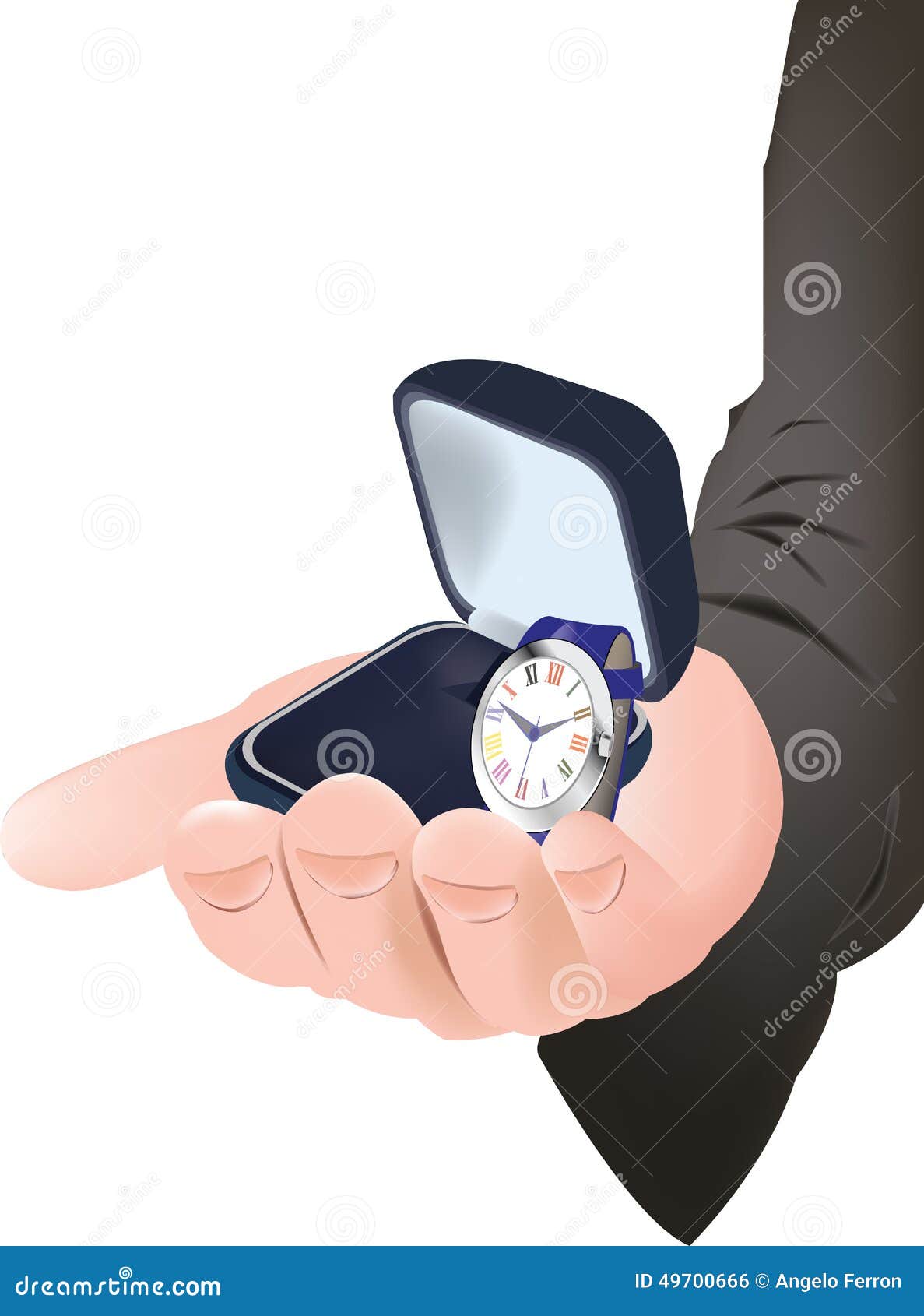 Hand Gives Box with Clock... Stock Vector - Illustration of instrument ...