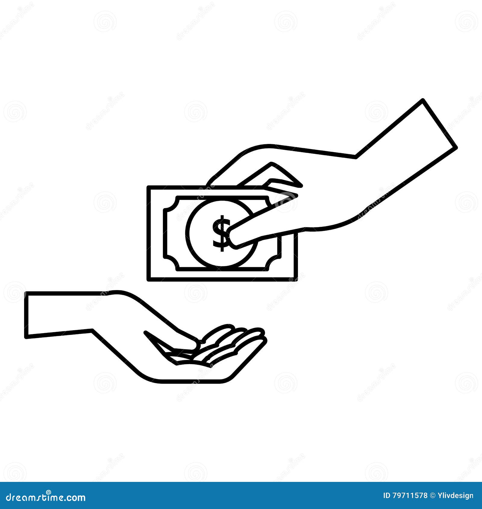 Hand Gives Money Icon, Outline Style Stock Vector - Illustration of ...