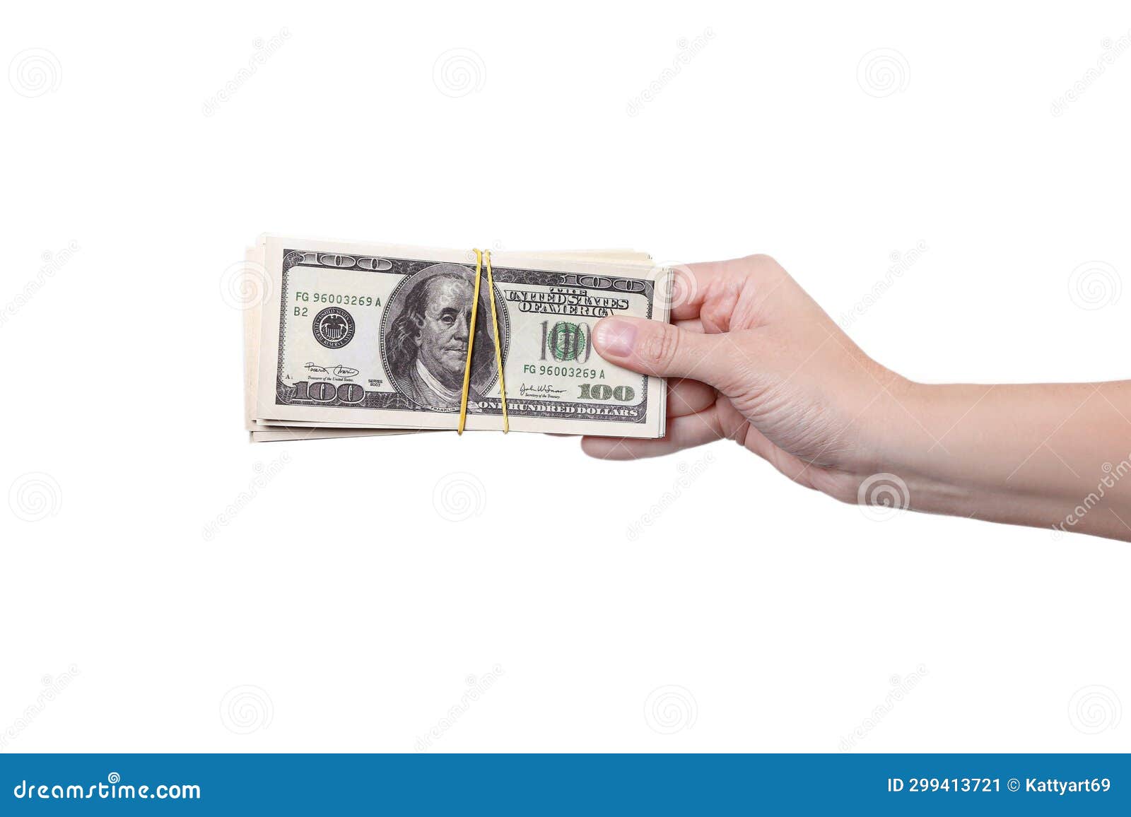 Hand Gives Stack of Money on the Right . Money in a Hand Isolated Stock ...