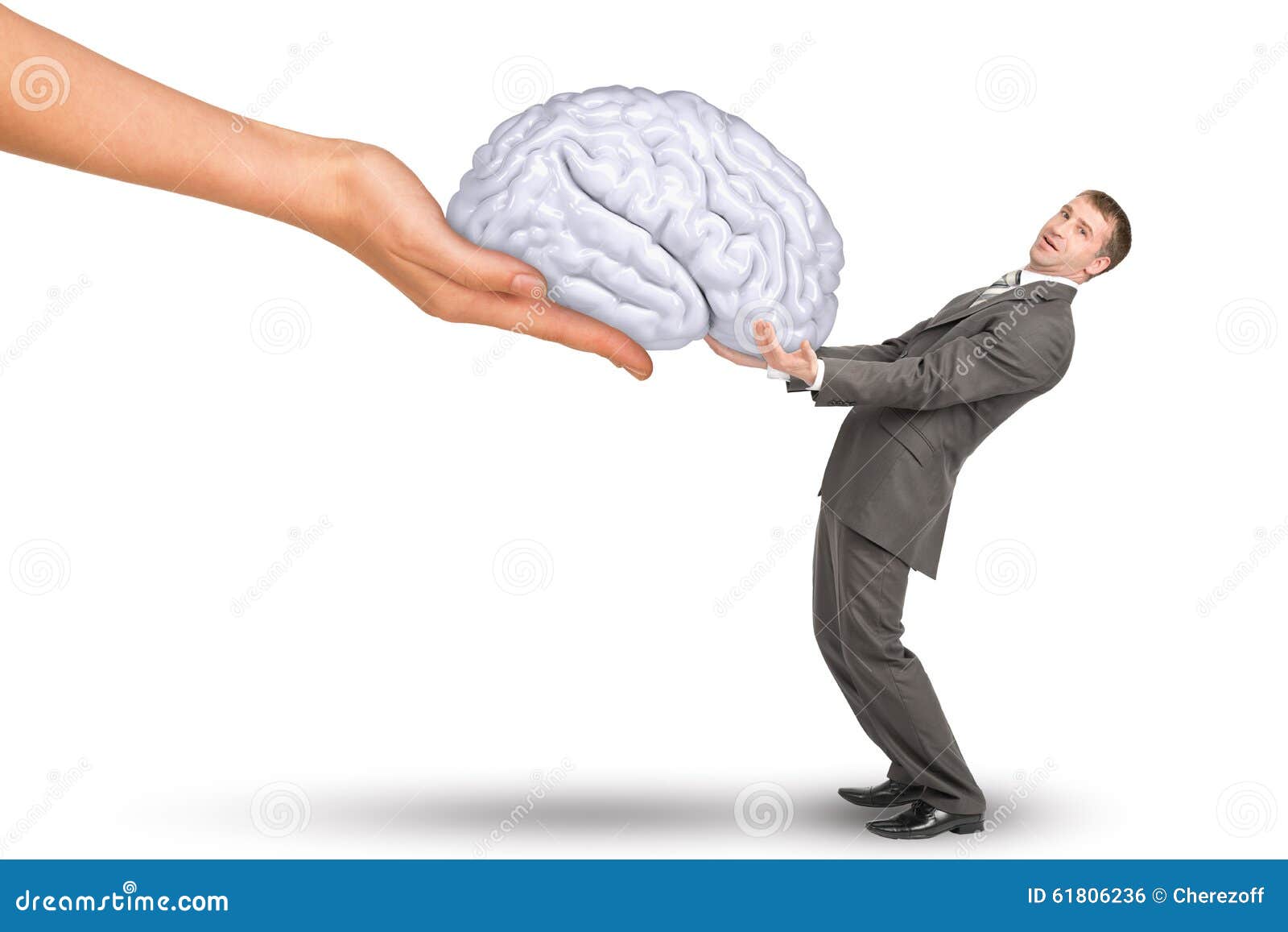 Hand Giving Brain To Businessman Stock Photo - Image of bend, woman ...