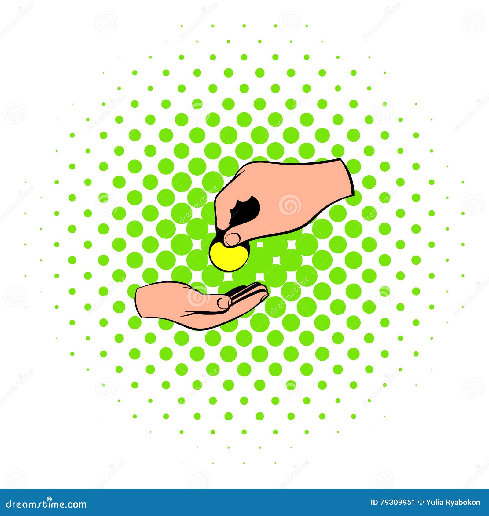 A Hand Giving a Coin Icon, Comics Style Stock Vector - Illustration of ...