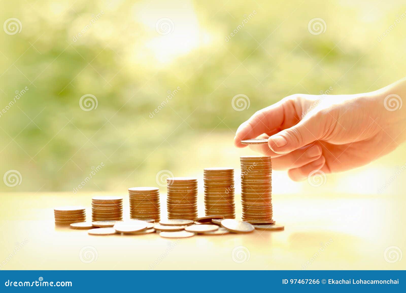 Hand Giving Coins into Stack, Business and Finance Stock Photo - Image ...