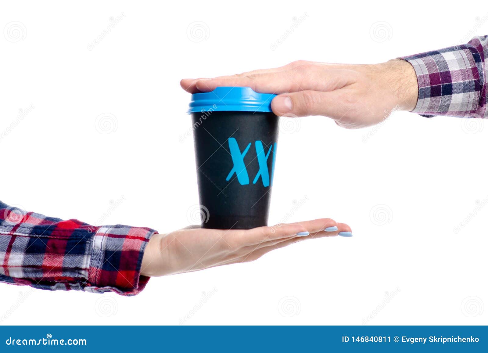 Hand Giving Cup of Coffee To Hand Stock Image - Image of copy, latte ...