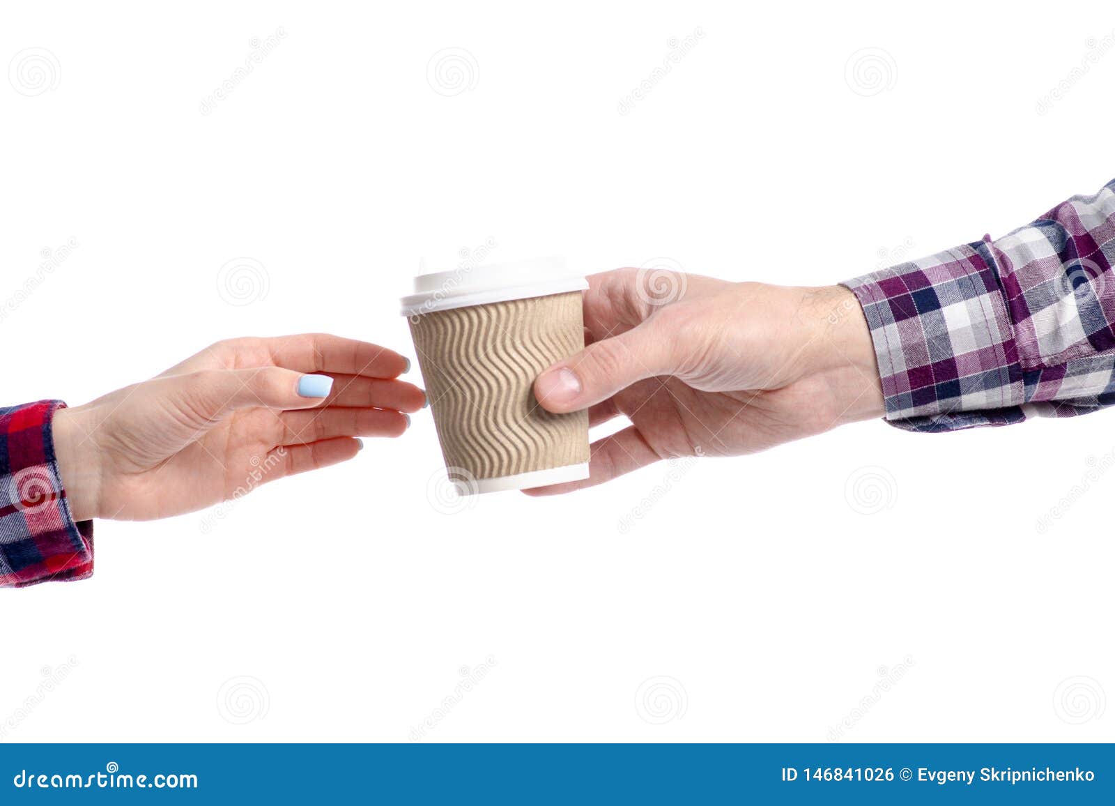 Hand Giving Cup of Coffee To Hand Stock Photo - Image of blank, drink ...