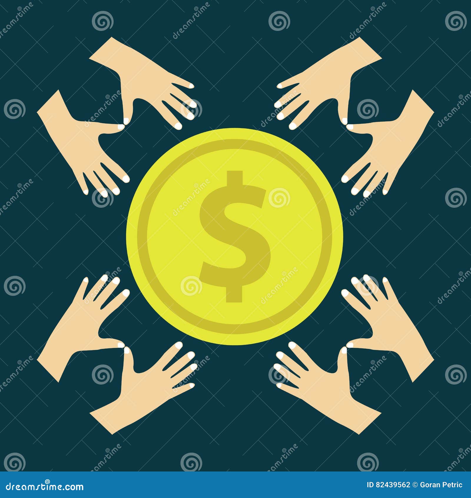 Hand Giving Golden Coin Vector Stock Vector - Illustration of currency ...