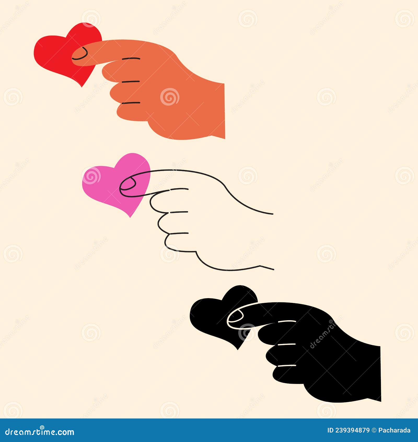 Hand Giving Heart Symbol Icon, Logo Set, Vector Illustration Stock ...