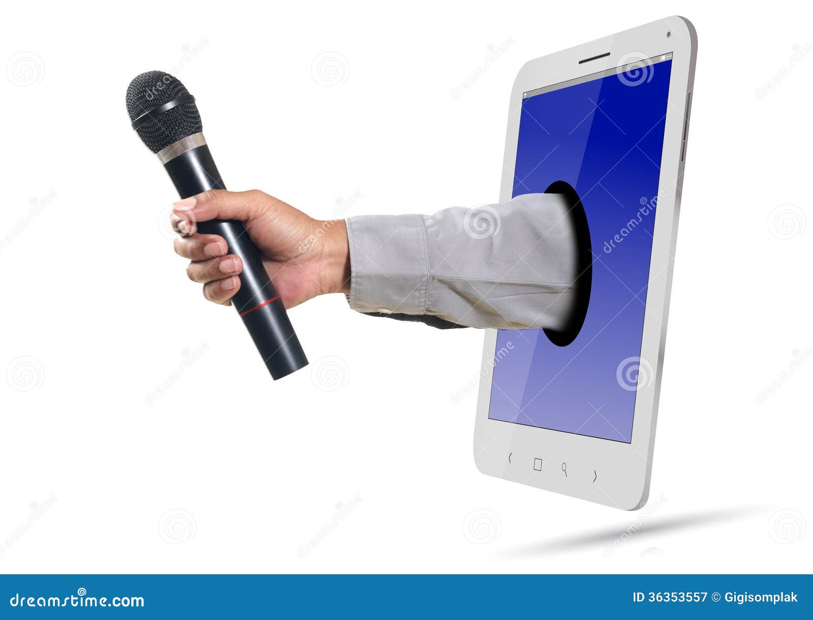 Hand Giving Microphone stock illustration. Illustration of touch - 36353557