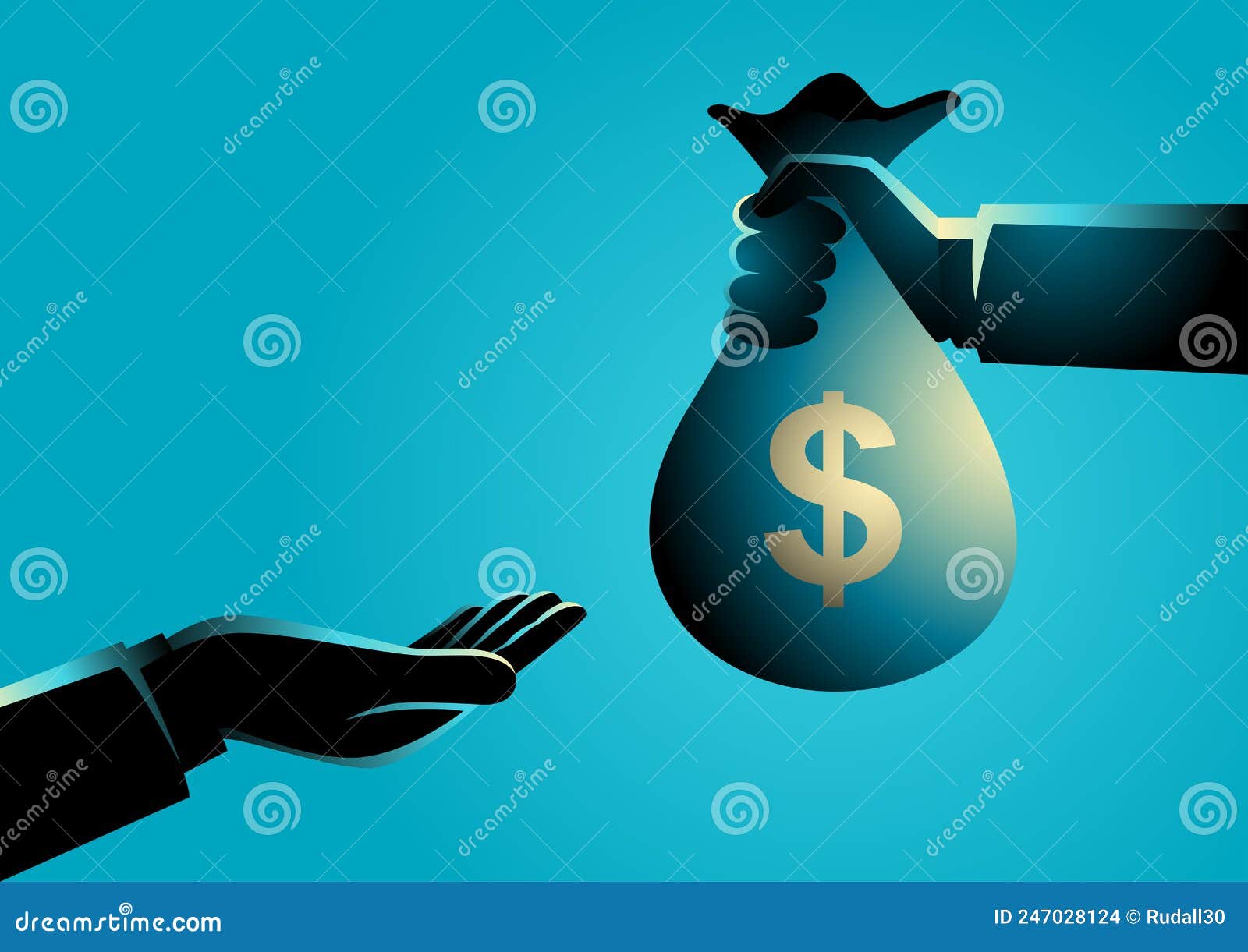 Hand Giving Money Bag To Another Hand Stock Vector - Illustration of ...