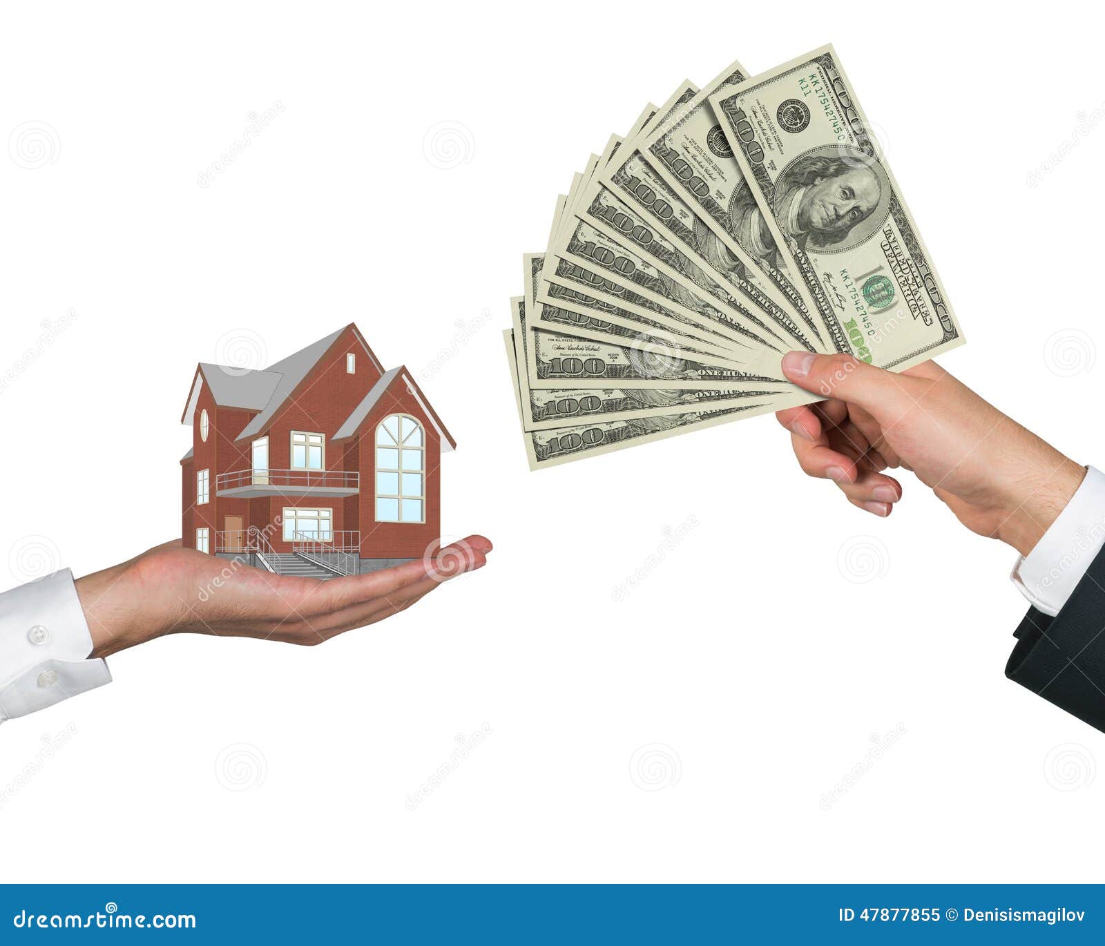 Hand Giving Money for Housing Stock Image - Image of holding, home ...