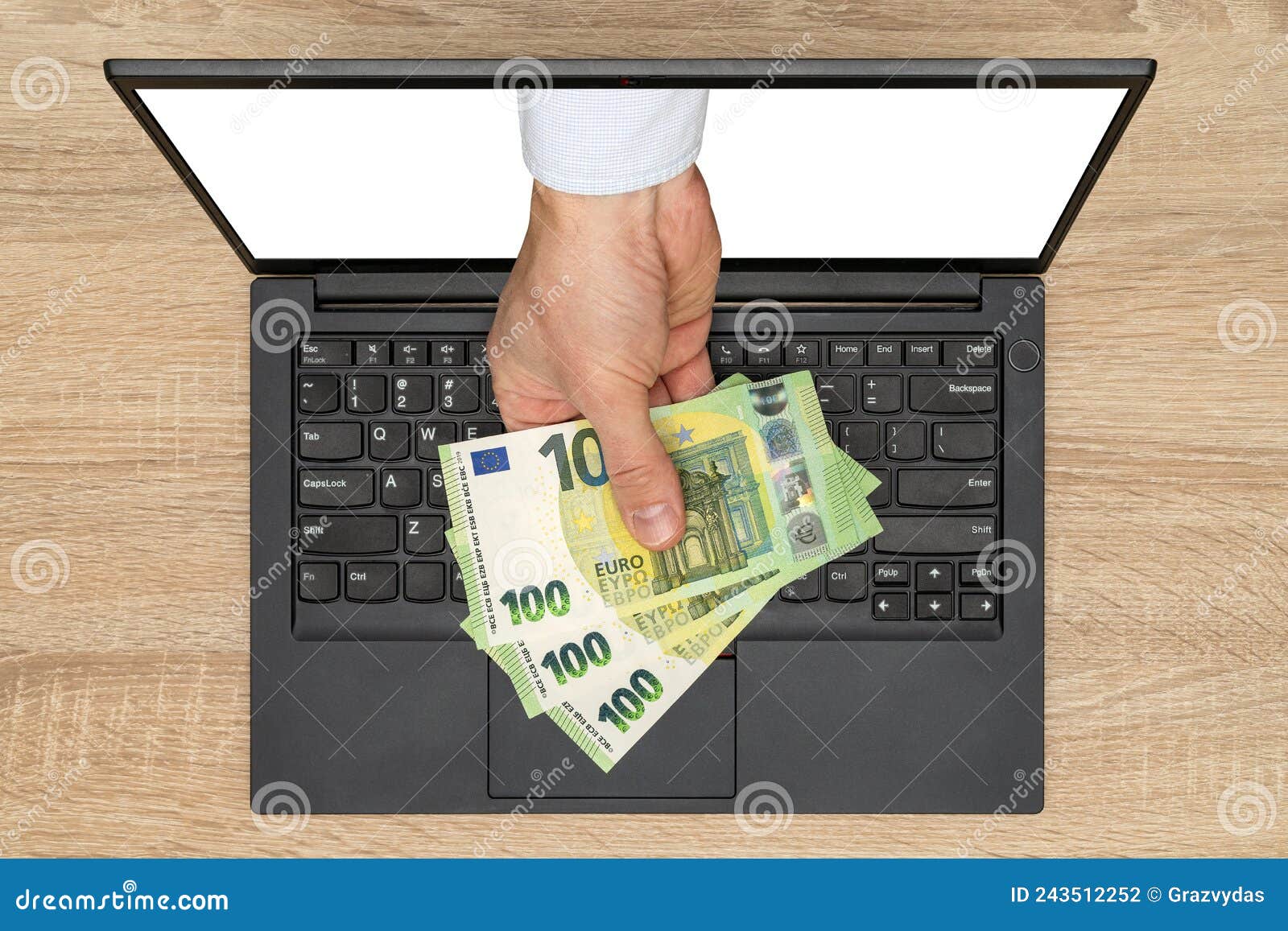 Hand Giving Money through a Laptop Screen Stock Photo - Image of hacker ...