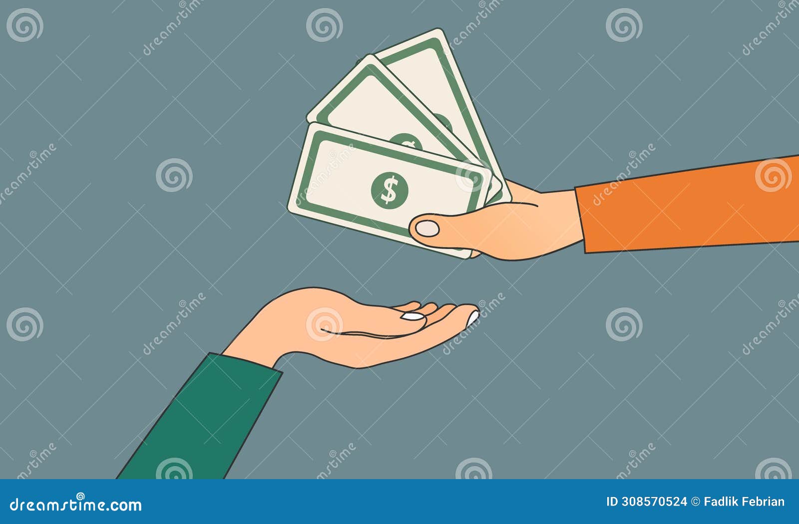 Hand Giving Money To Other Hand. Pay for Something Stock Vector ...