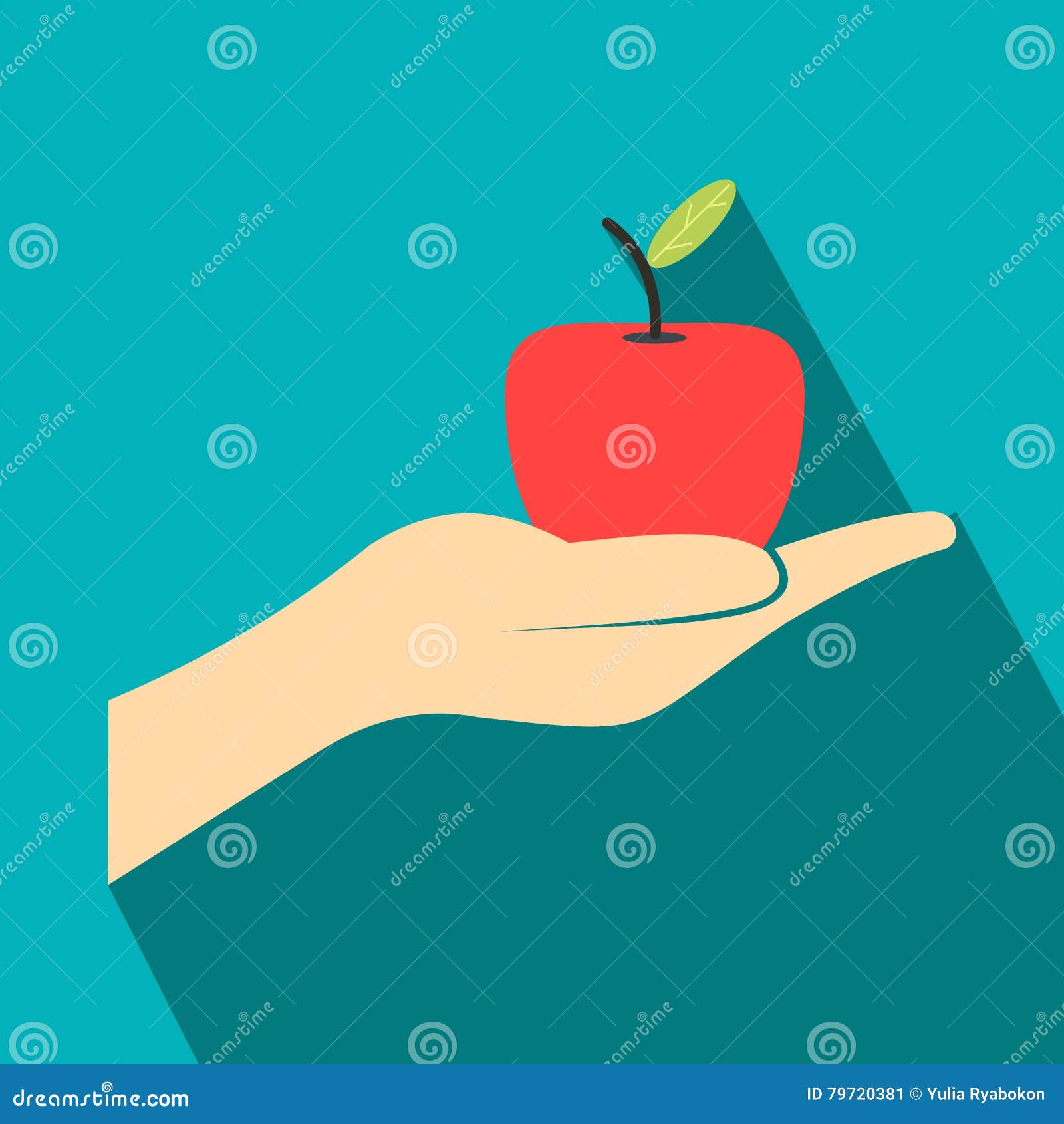 A Hand Giving a Red Apple Flat Icon Stock Vector - Illustration of ...