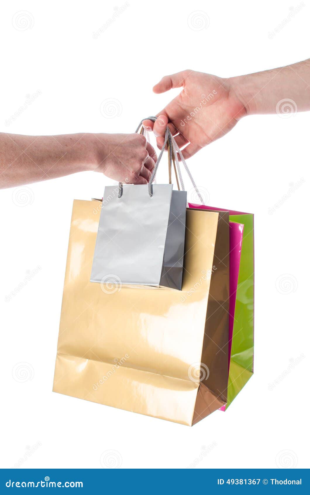 Hand giving shopping bags stock image. Image of lifestyle - 49381367