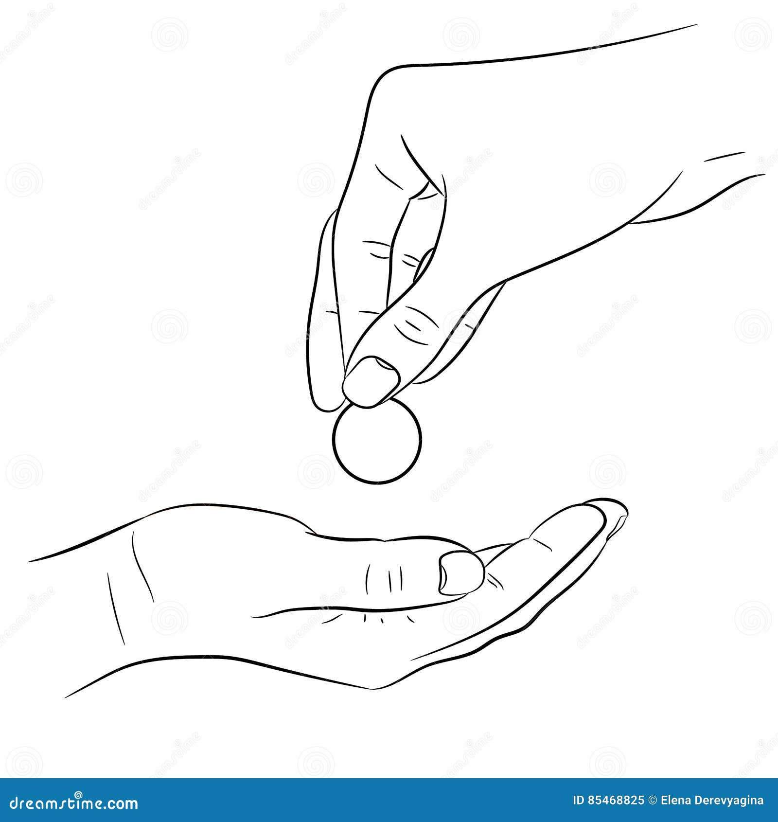 Hand, Giving and Taking Coin Monochrome Illustration Stock Illustration ...