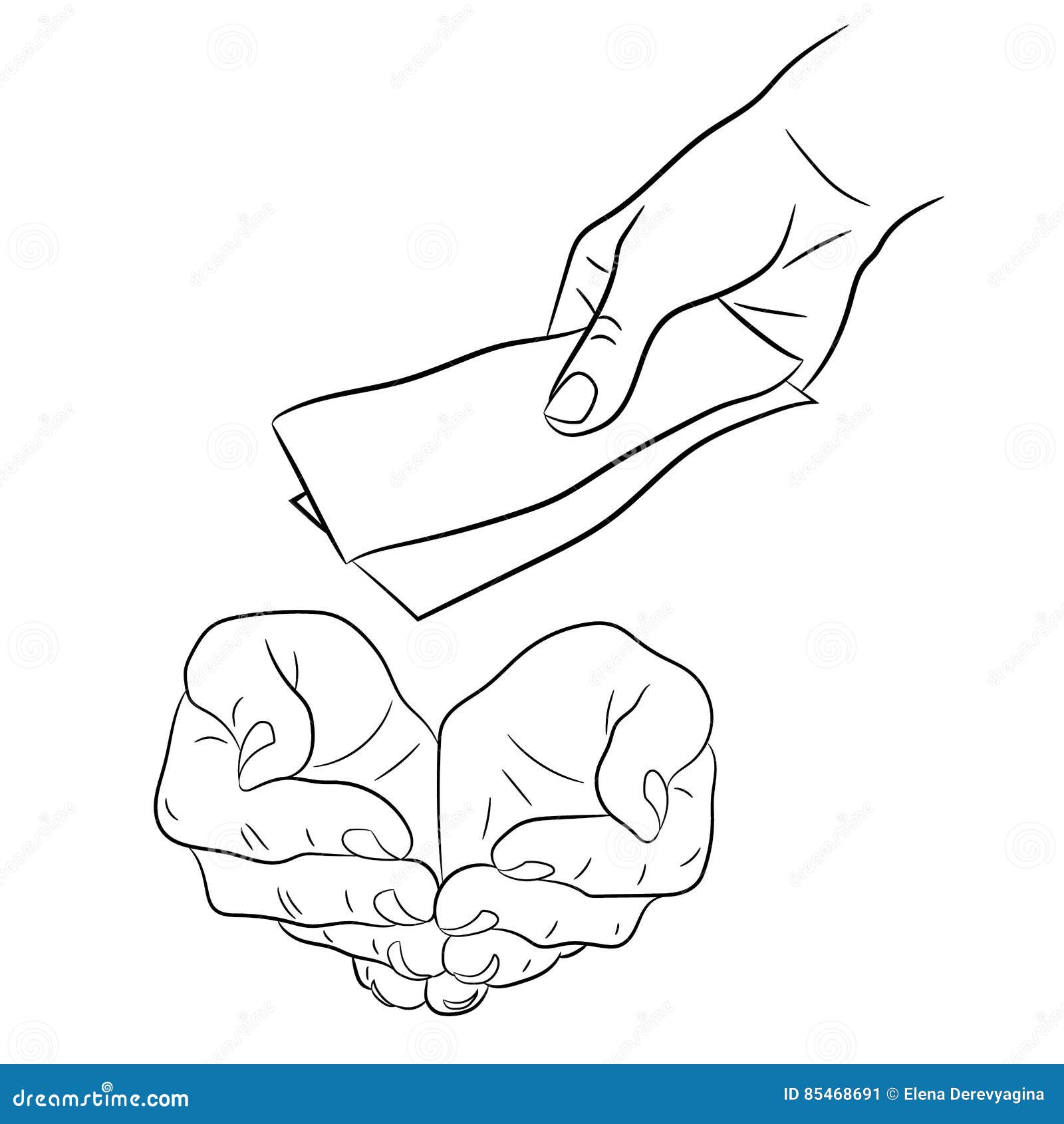 Hand, Giving and Taking Money Banknotes Monochrome Vector Illustration ... Hand, Giving and Taking Money Banknotes Monochrome Vector Illustration ...