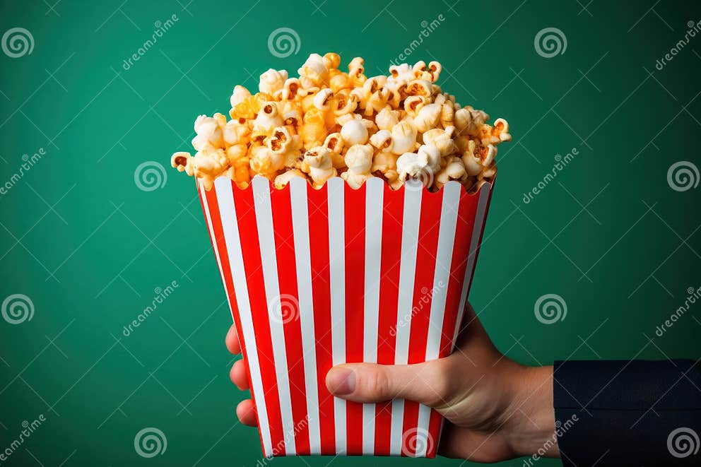 Hand with a Glass of Popcorn Stock Illustration - Illustration of ...