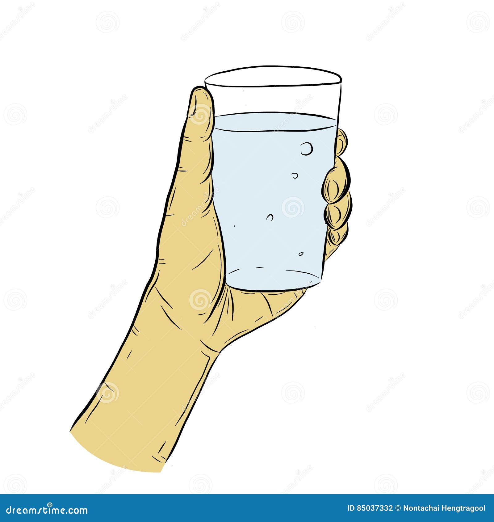 Hand with glass of water. stock vector. Illustration of draw - 85037332