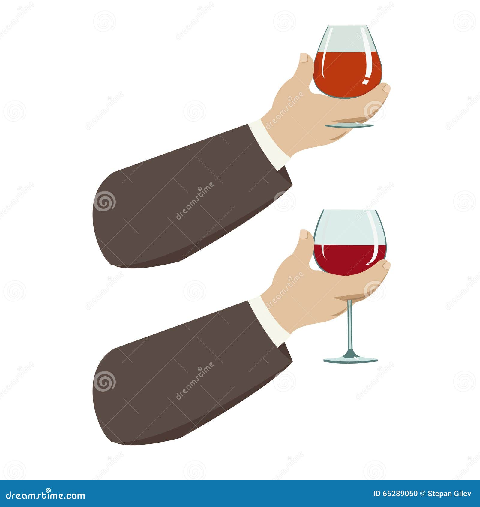 Hand with glass of wine stock vector. Illustration of liquid - 65289050