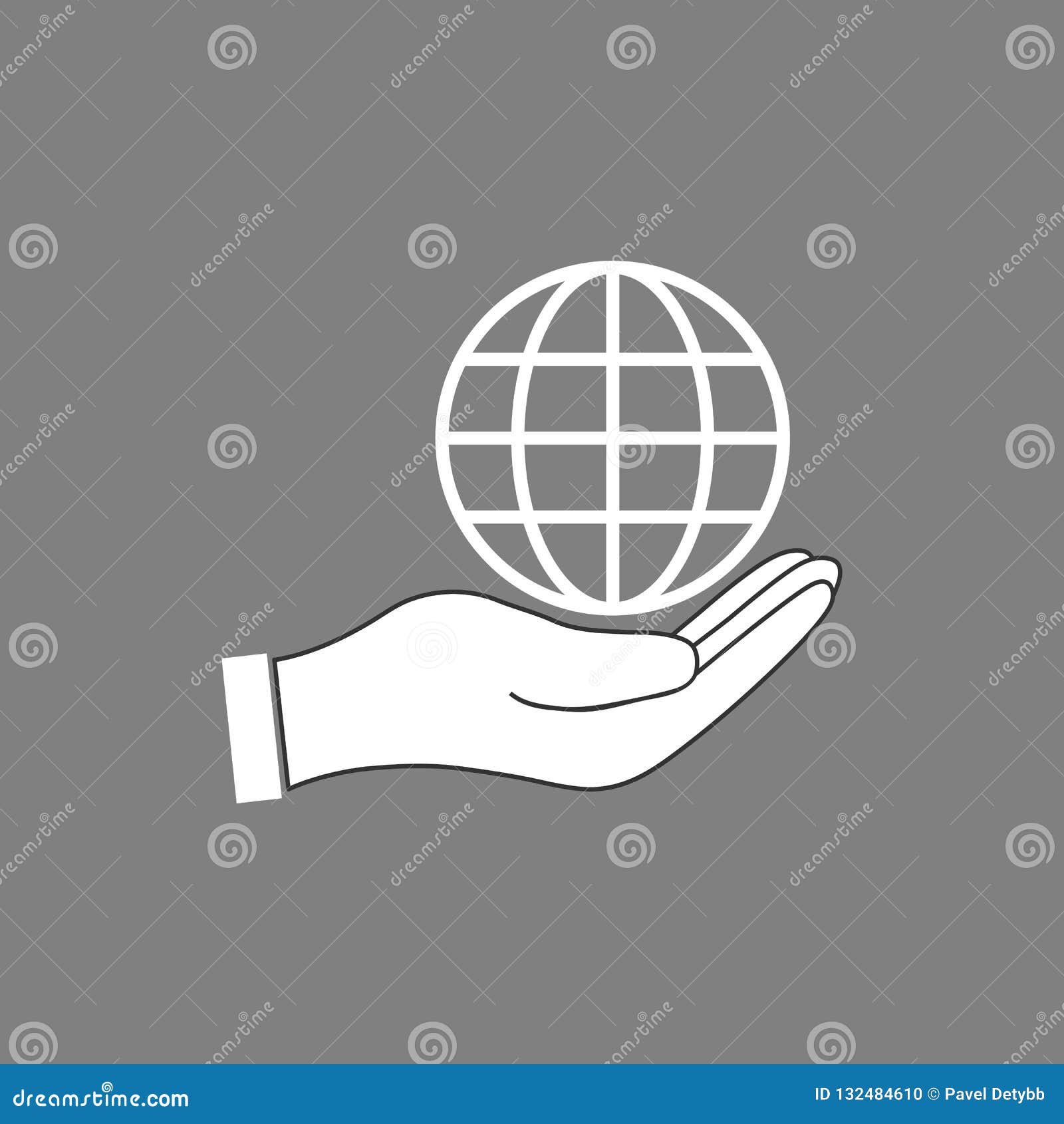 Hand with Global Icon. Vector Illustration, Flat Design Stock ...
