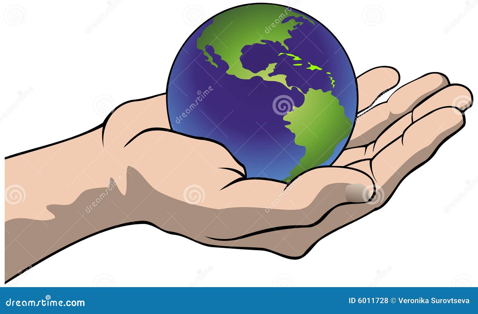 Hand with the globe stock vector. Illustration of palm - 6011728