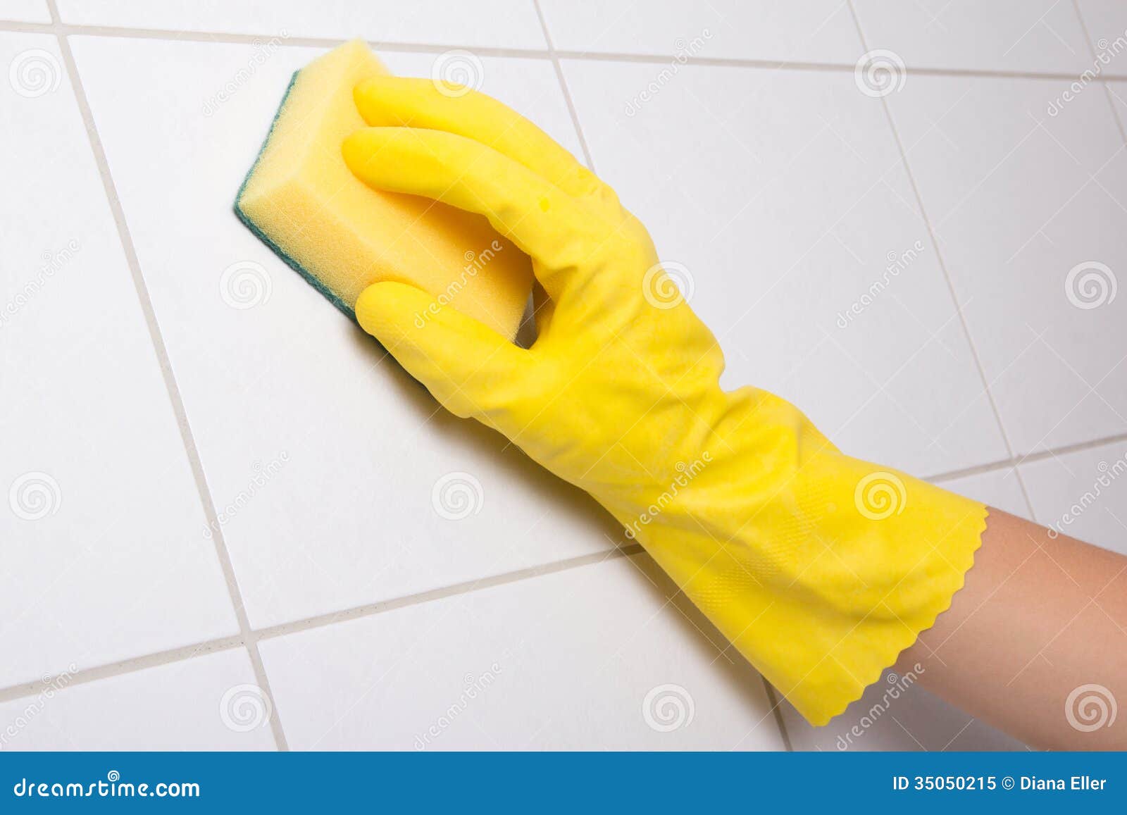 Hand in Glove Cleaning Tile Wall Stock Image - Image of protective ...