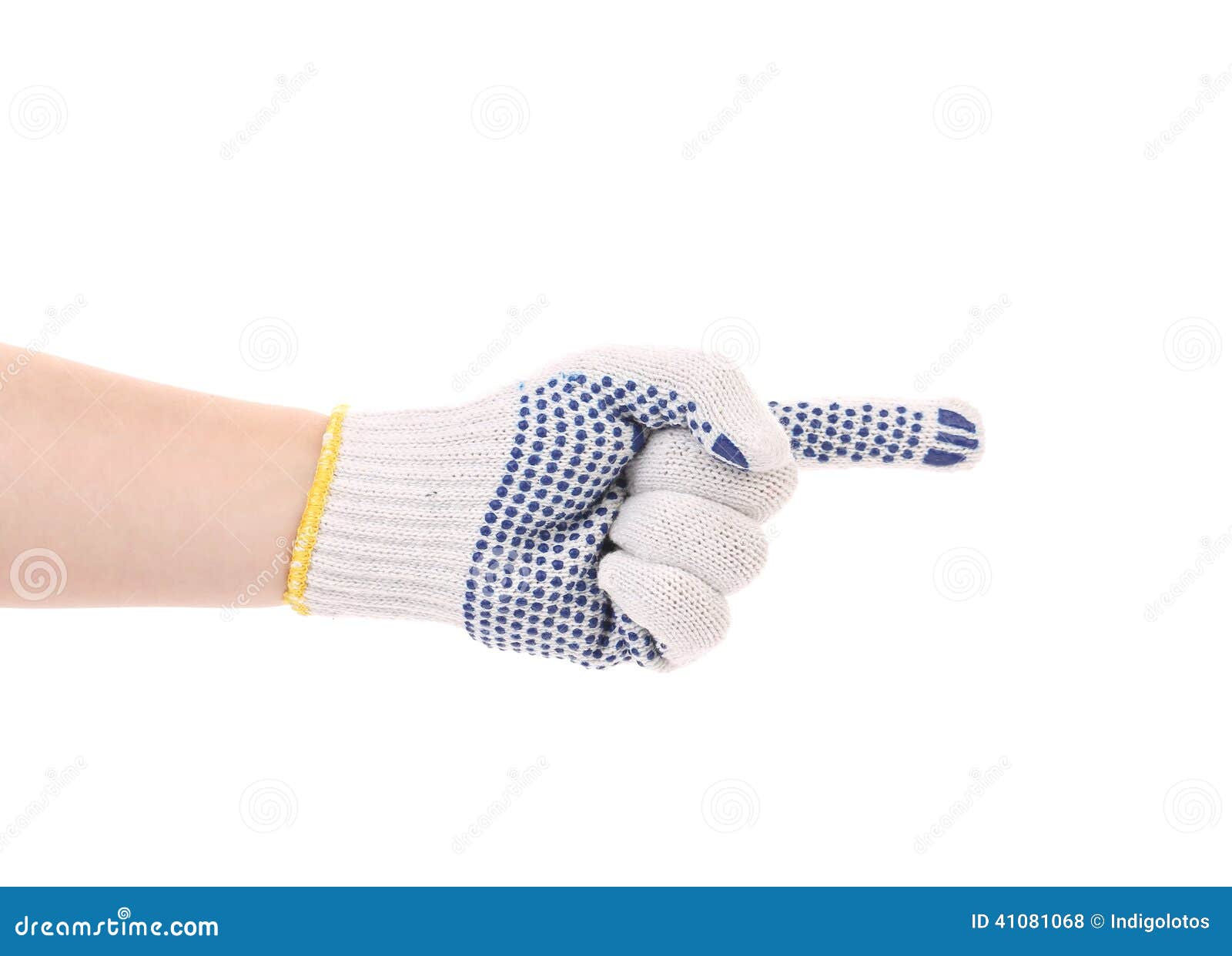 Hand in Glove Point with Finger. Stock Photo - Image of neat, great ...