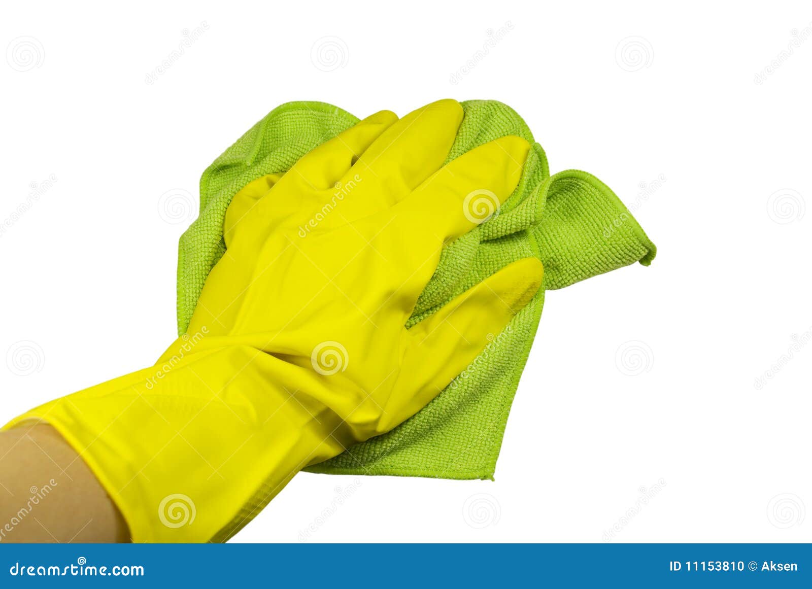 Hand in a glove with a rag stock photo. Image of hand - 11153810