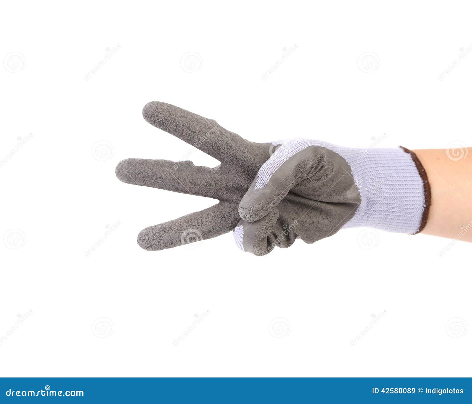 Hand in Glove Showing Three. Stock Image - Image of gear, isolated ...