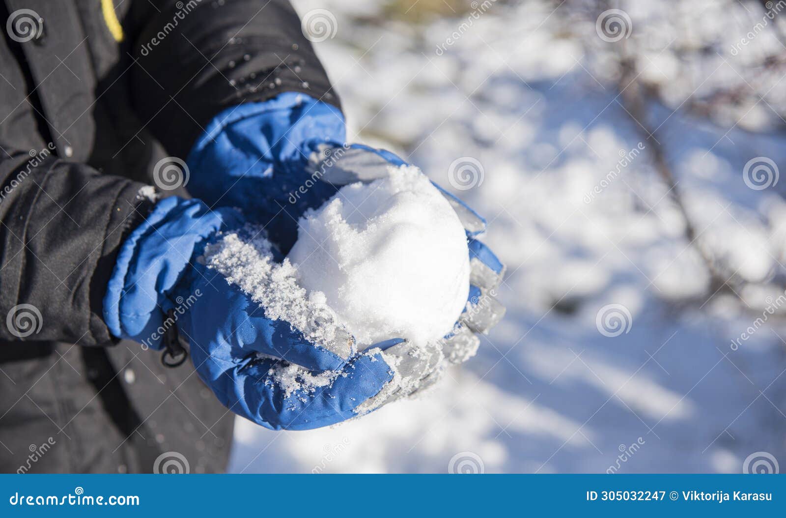 Hand with glove and snow stock image. Image of isolate - 305032247