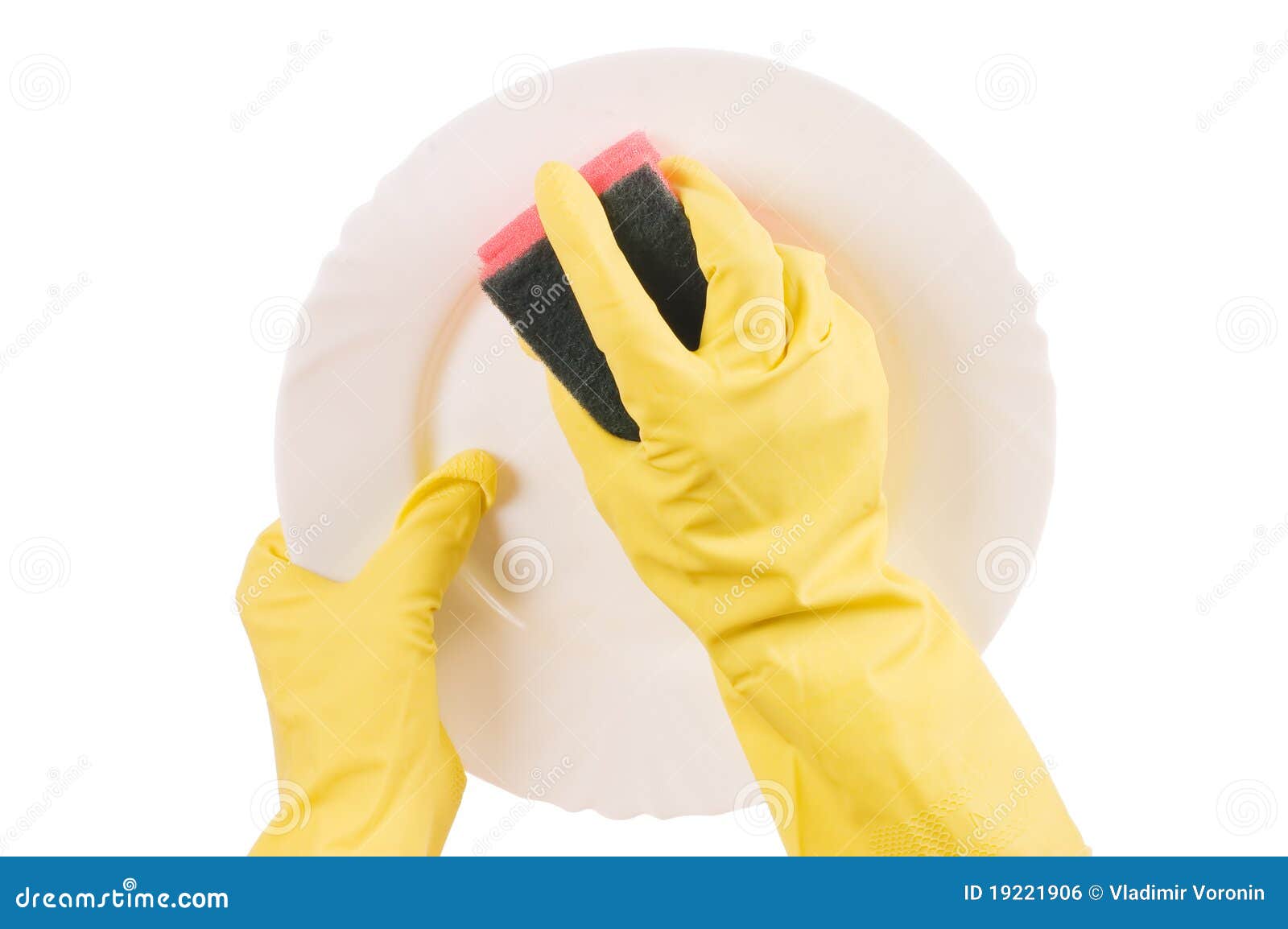 The Hand in a Glove Washes a Plate Stock Photo - Image of gloves ...