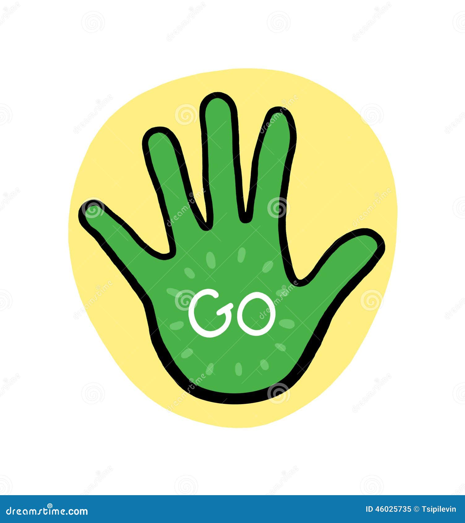 Hand with the Word Go Illustration Stock Illustration - Illustration of ...