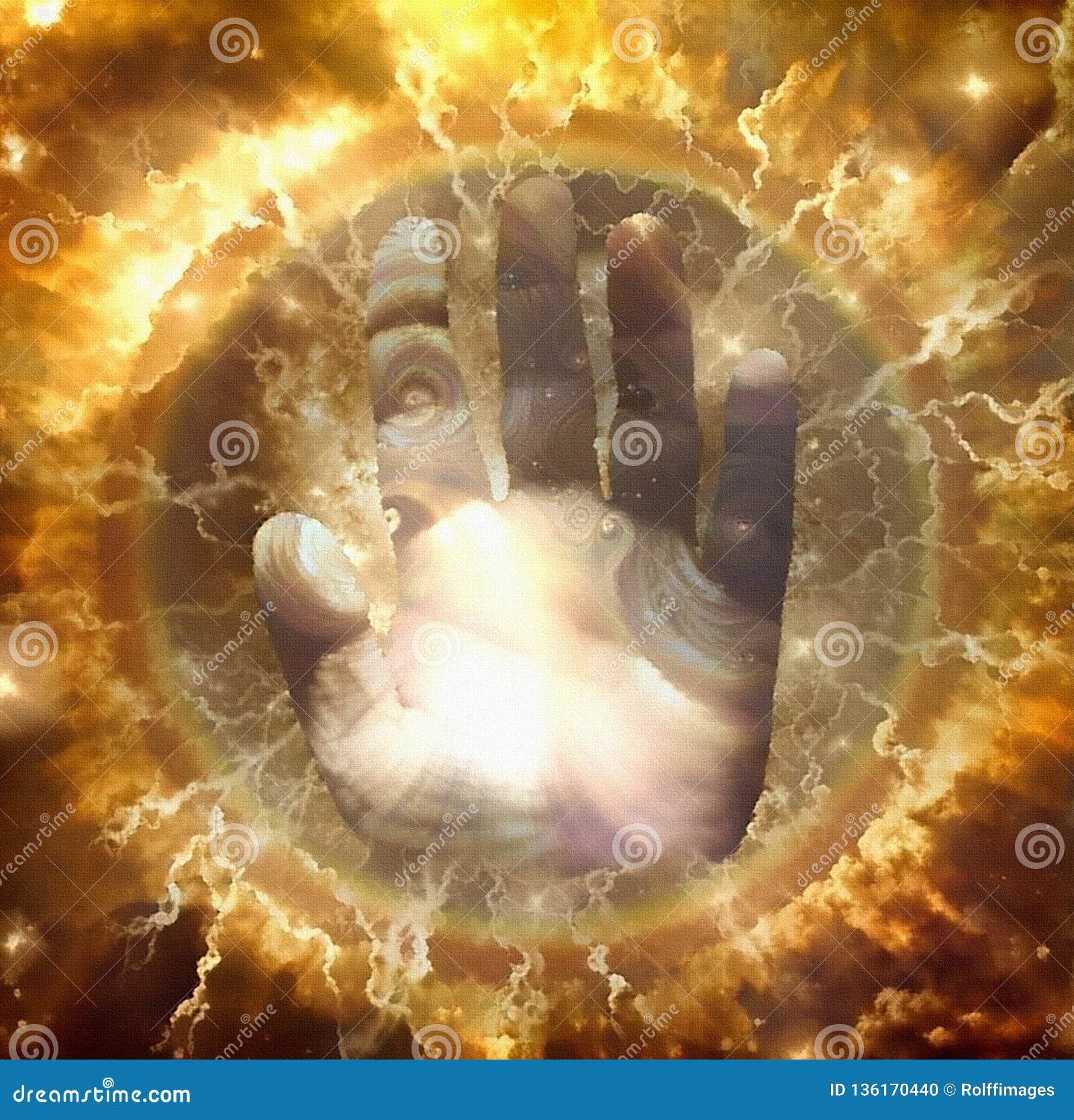 Hand of God stock illustration. Illustration of burn - 136170440