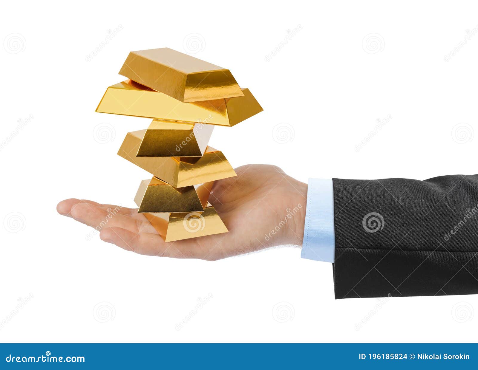 Hand with gold bars stock photo. Image of holding, cast - 196185824