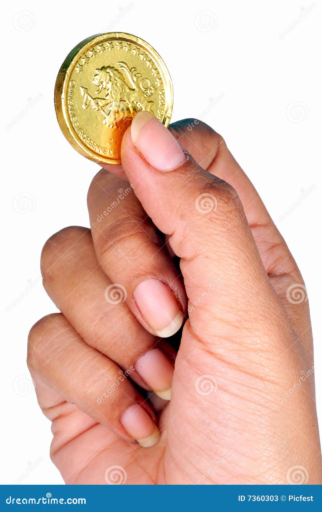 Hand with gold coin stock image. Image of blurred, abundance - 7360303