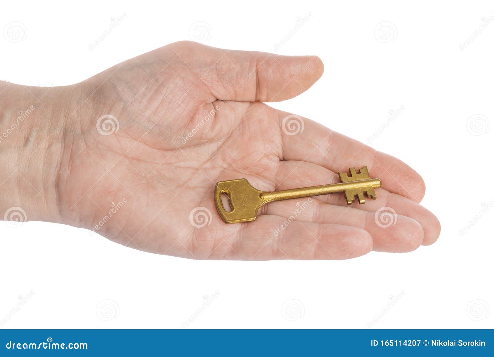 Hand with gold key stock image. Image of holding, accessibility - 165114207
