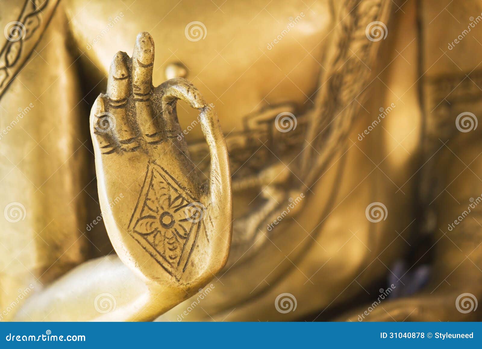 Hand of golden Buddha stock photo. Image of details, gesturing - 31040878