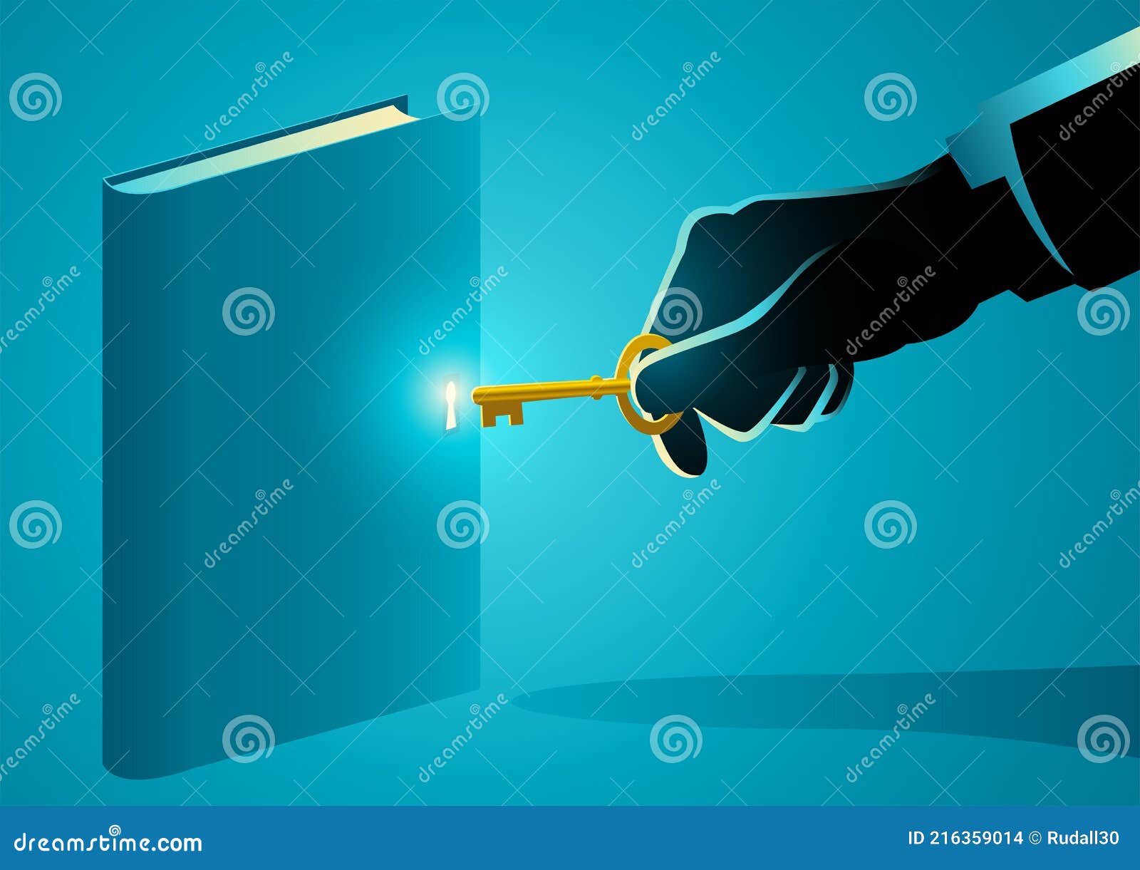 Hand with Golden Key Opening a Book Stock Vector - Illustration of ...