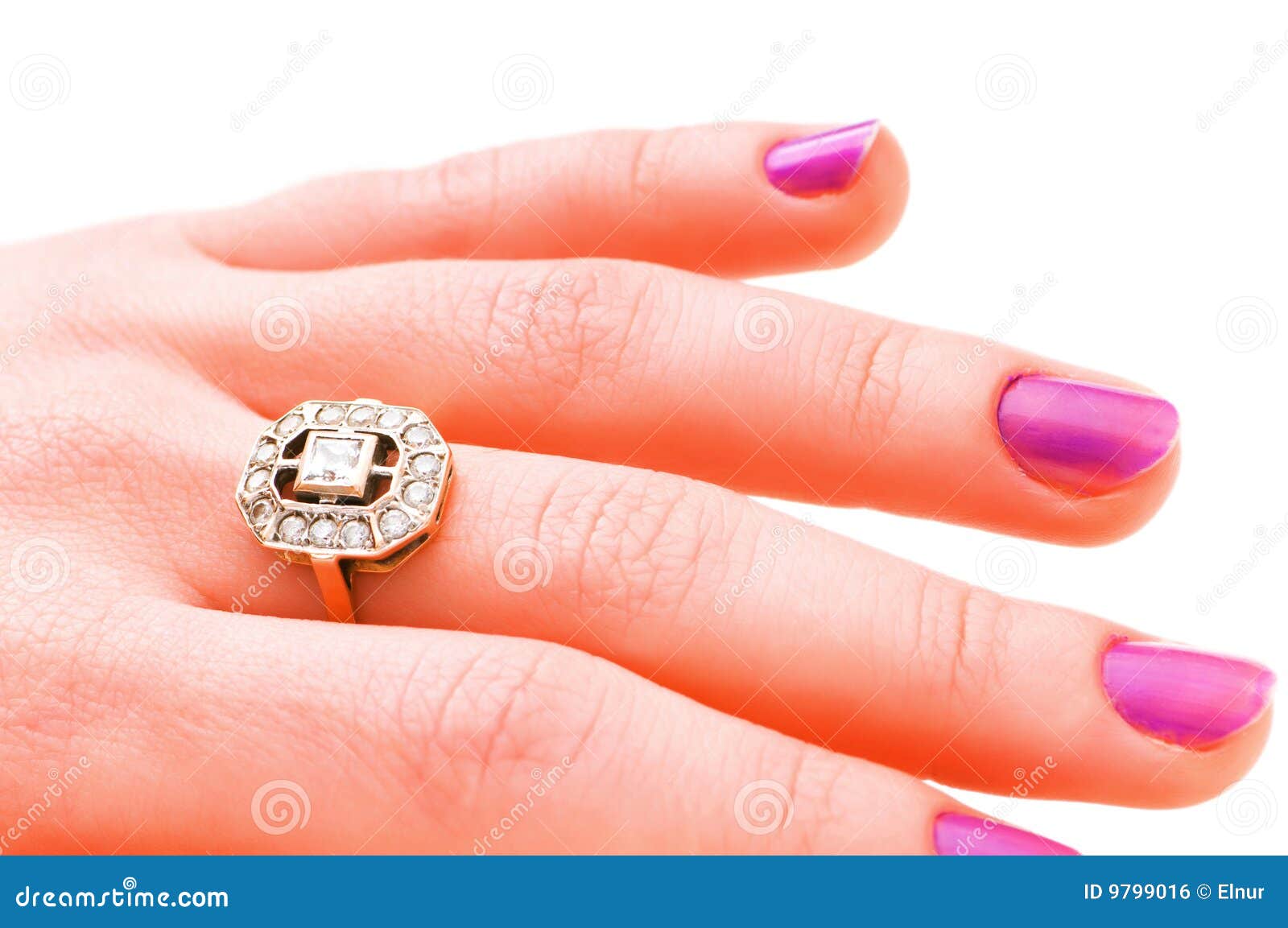 Hand with Golden Ring Isolated Stock Photo - Image of finger, metal ...