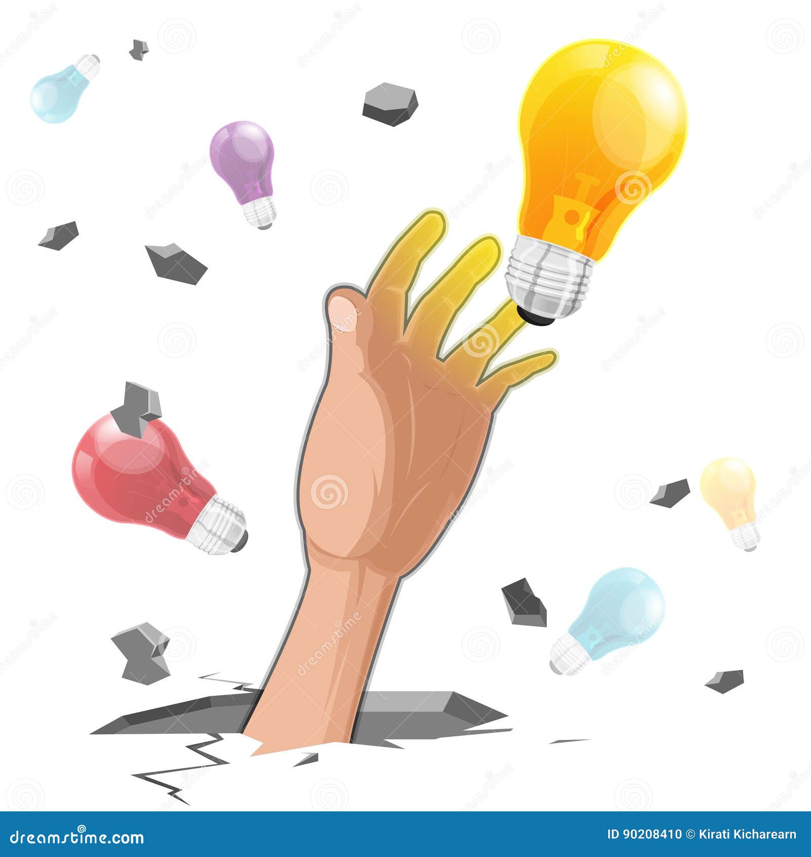Hand Grab Idea Light Bulb stock illustration. Illustration of bulbs ...